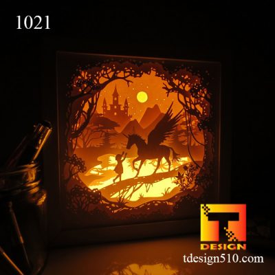 Unicorn Paper cut light box template shadow box papercut svg