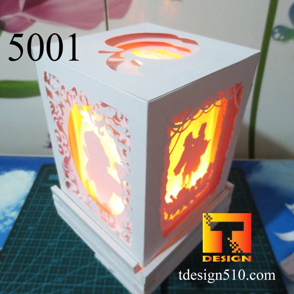 Snow White 5 sided Paper cut light shadow box template svg