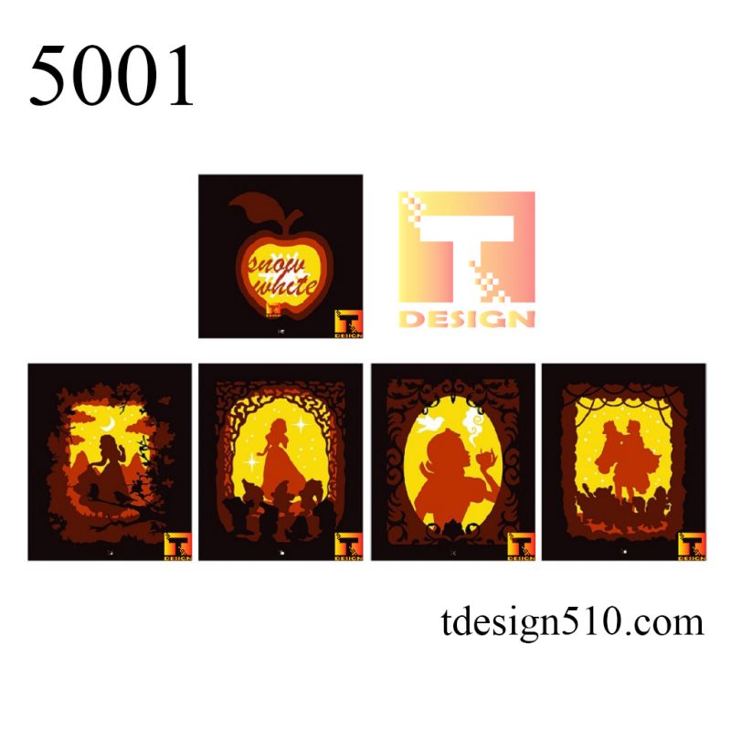 Snow White 5 sided Paper cut light shadow box template svg