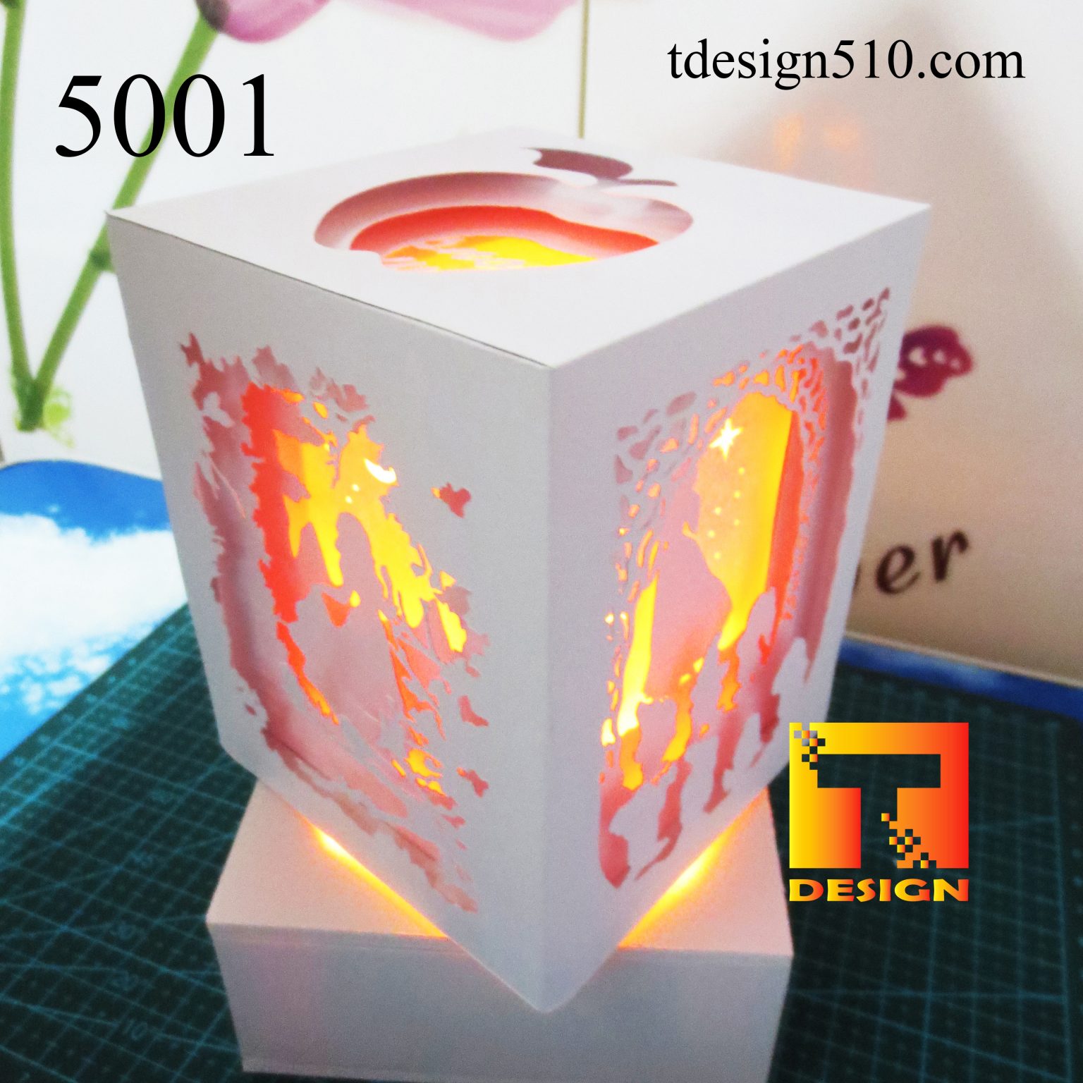 Snow White 5 sided Paper cut light shadow box template svg