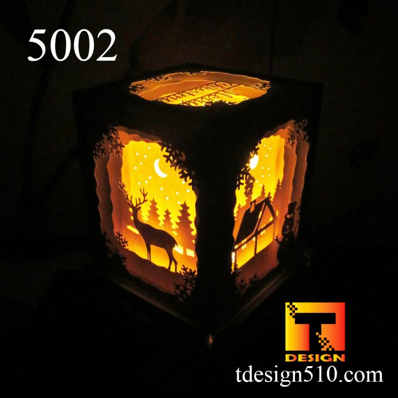 Christmas 5 sided Paper cut light box template 3D shadow box