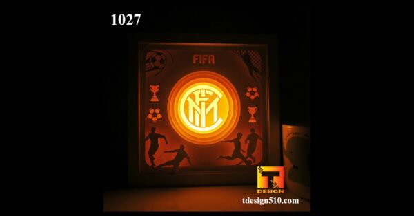 Inter Milan Paper cutting light shadow box template svg 3D