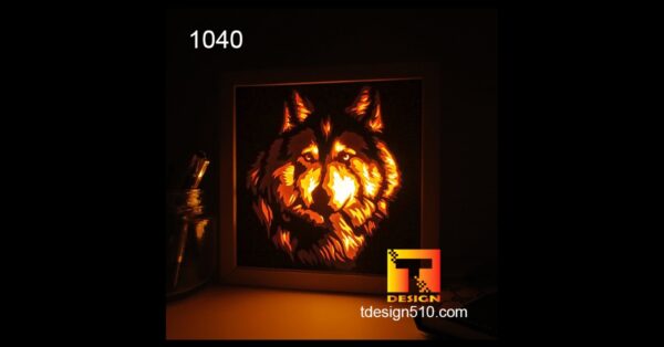 Wolf Paper cut light box template shadow box 3D papercut svg