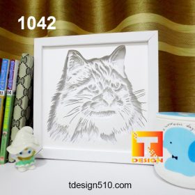 Cats Paper cut light box template shadow box 3D papercut svg