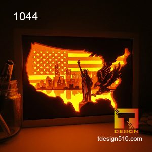 New York Paper cut light shadow box template 3D papercut svg