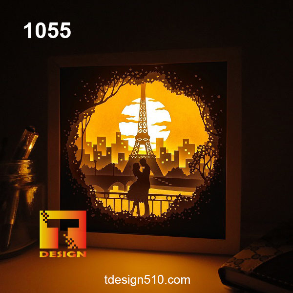 Christmas Retro 3D shadow box Paper cutting light box svg