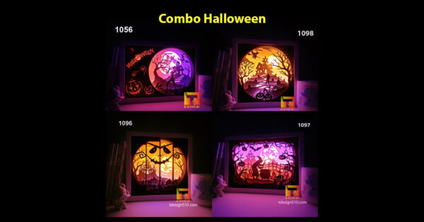 Halloween Paper cutting light box shadow box 3D papercut svg