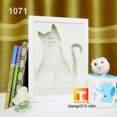 Cats Paper cut light box template shadow box 3D papercut svg