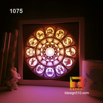 Zodiac signs Paper cut light box 3D shadow box templates SVG