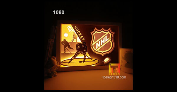 Ice Hockey NHL Paper cut light box template shadow box SVG