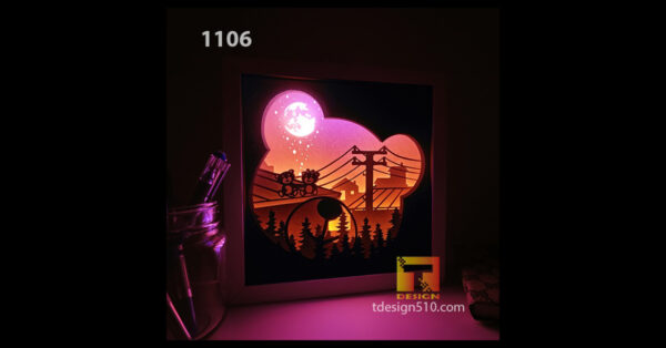 Teddy bear Paper cut light box template shadow box 3D svg