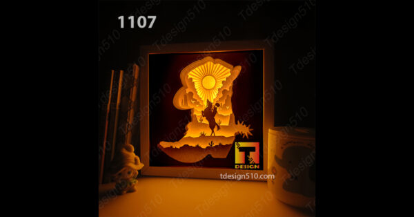 Cowboy 3D shadow box Paper cutting light box svg template