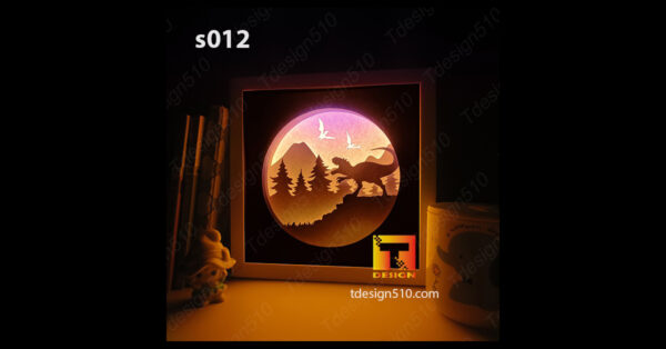 Free Dinosaurs T-rex Paper cut light box 3D shadow box svg