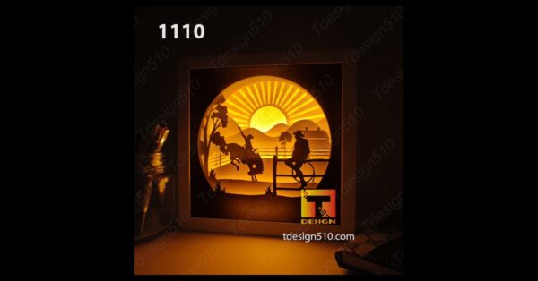 Cowboy 3D shadow box Paper cut light papercut svg template