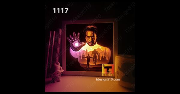 Iron Man 3D shadow box Paper cutting light box template svg