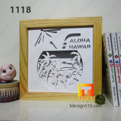 Hawaii 3D shadow box Paper cutting light box template svg