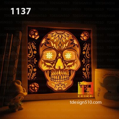 Sugar Skull 3D shadow box Paper cutting light box svg files