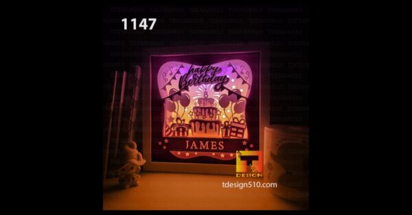 Happy Birthday 3D shadow box Paper cutting light box svg DIY