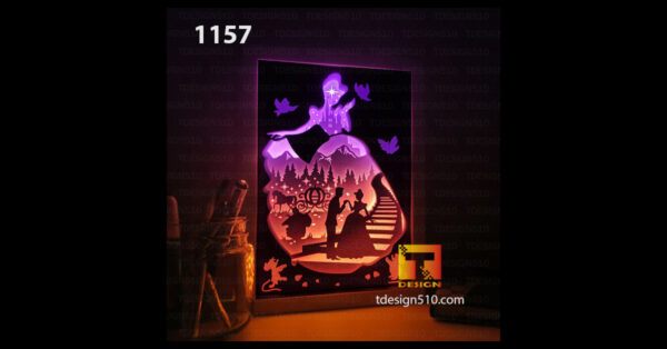 Cinderella 3D shadow box Paper cutting light box svg files
