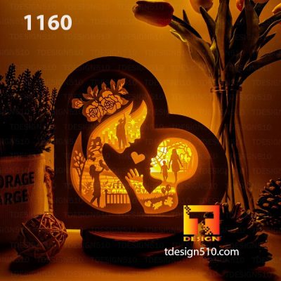 Mothers Day Heart 3D shadow box Paper cutting lamp svg DIY