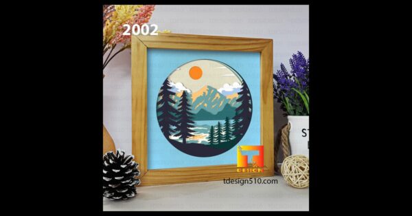 Mountain 3D shadow box Paper cutting templates papercut svg
