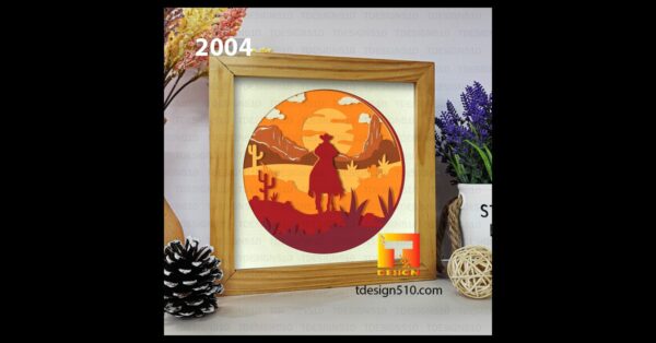Cowboy 3D shadow box Paper cutting templates papercut svg