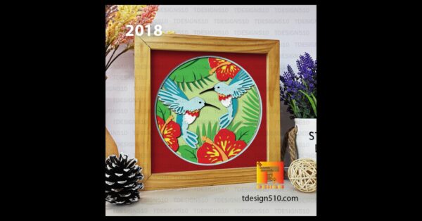 Hummingbird 3D shadow box Paper cutting templates svg file