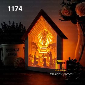 Jesus Christmas House Paper cutting lamp 3D shadow box svg