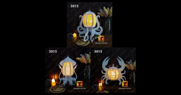 Octopus Squid Crab Lantern 3D Paper cutting lamp shadow box
