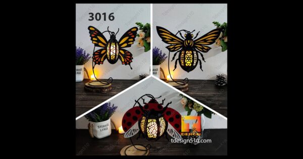 Butterfly Ladybug Bee Lantern Paper cutting lamp shadow box