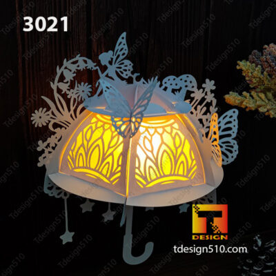 Umbrella Lantern 3D Paper cutting lamp shadow box SVG file