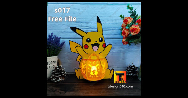 FREE Pikachu Pokemon Lantern Paper cutting 3D shadow box SVG