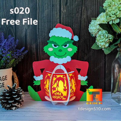 FREE Grinch Christmas Lantern Paper cutting shadow box SVG
