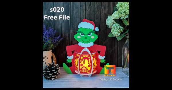 FREE Grinch Christmas Lantern Paper cutting shadow box SVG