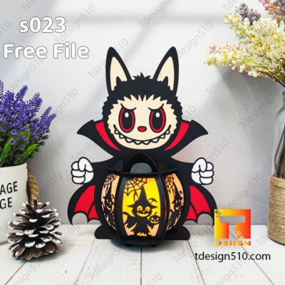 FREE Labubu Halloween Lantern template 3D shadow box SVG DIY